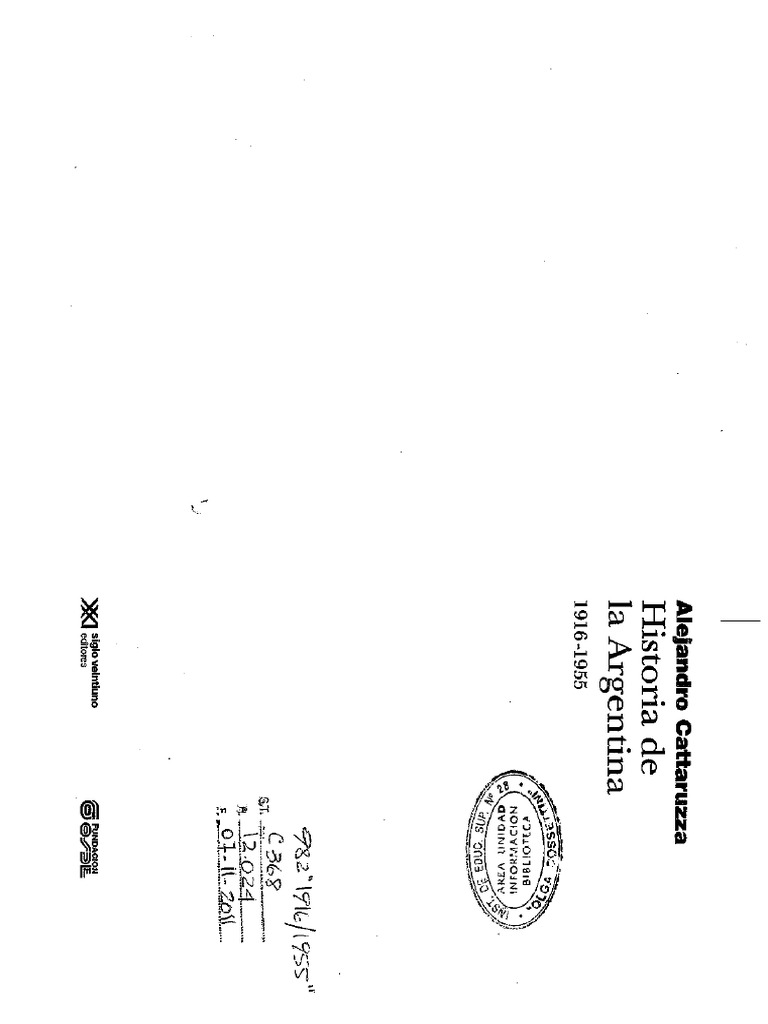 CATTARUZZA A - Historia de La Argentina 1916-1955 | PDF