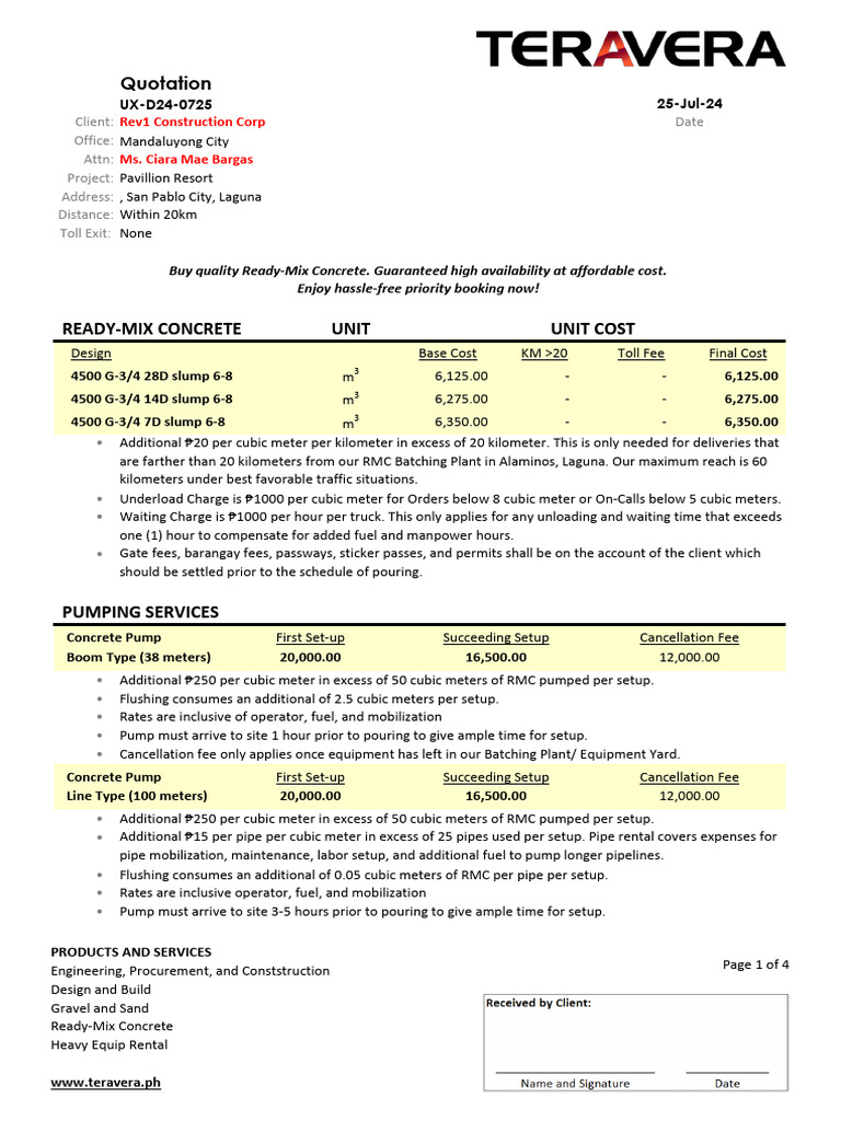 Sample Quotation | PDF | Banks | Concrete