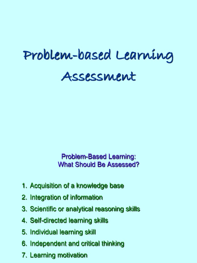 Problem-Based Learning Assessment Guide | PDF