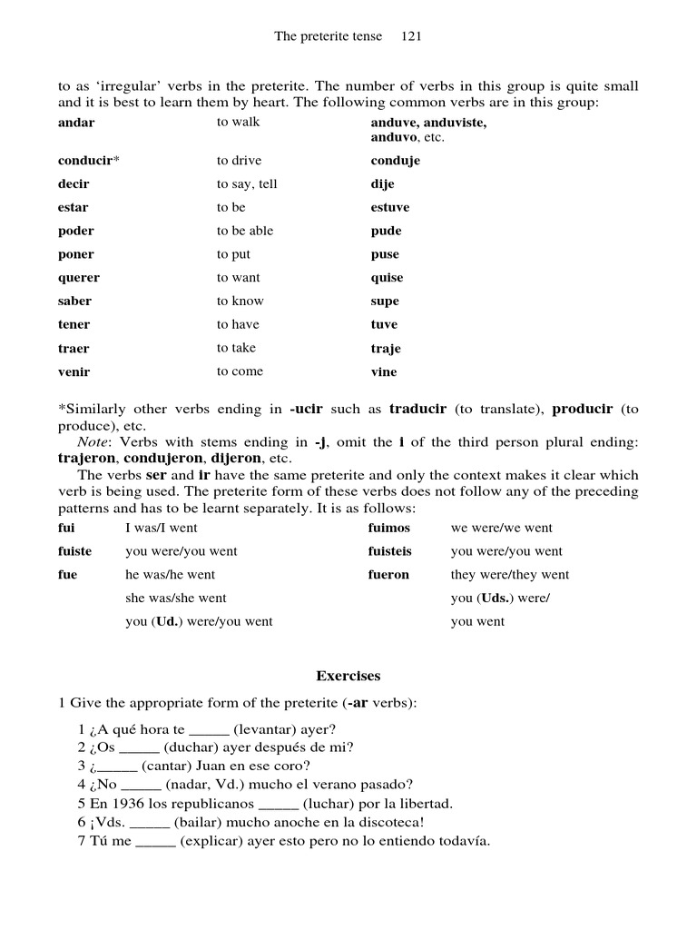 Spanish Preterite Verb Guide | PDF | Linguistic Morphology | Linguistics
