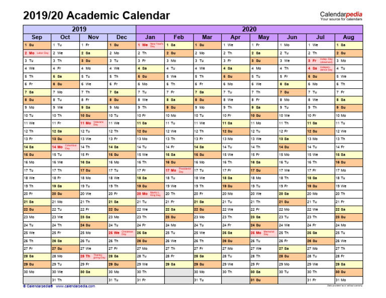 Academic Calendar 2019 2020 | PDF