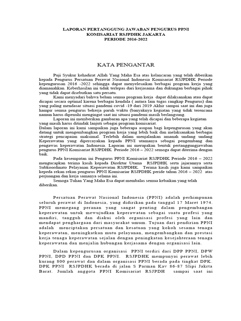 Laporan Pertanggung Jawaban Pengurus Ppni | PDF | Pengelolaan Keuangan & Uang | Ilmu Sosial