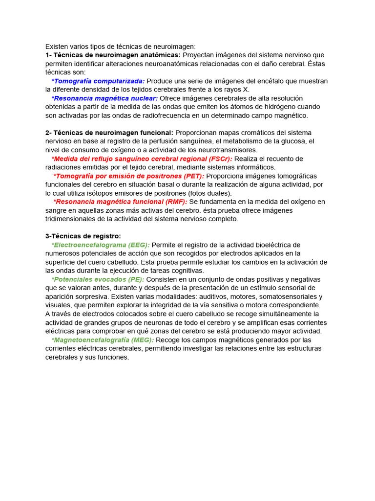Tecnicas de Neurimagen | PDF | Neuroimagen | Cerebro
