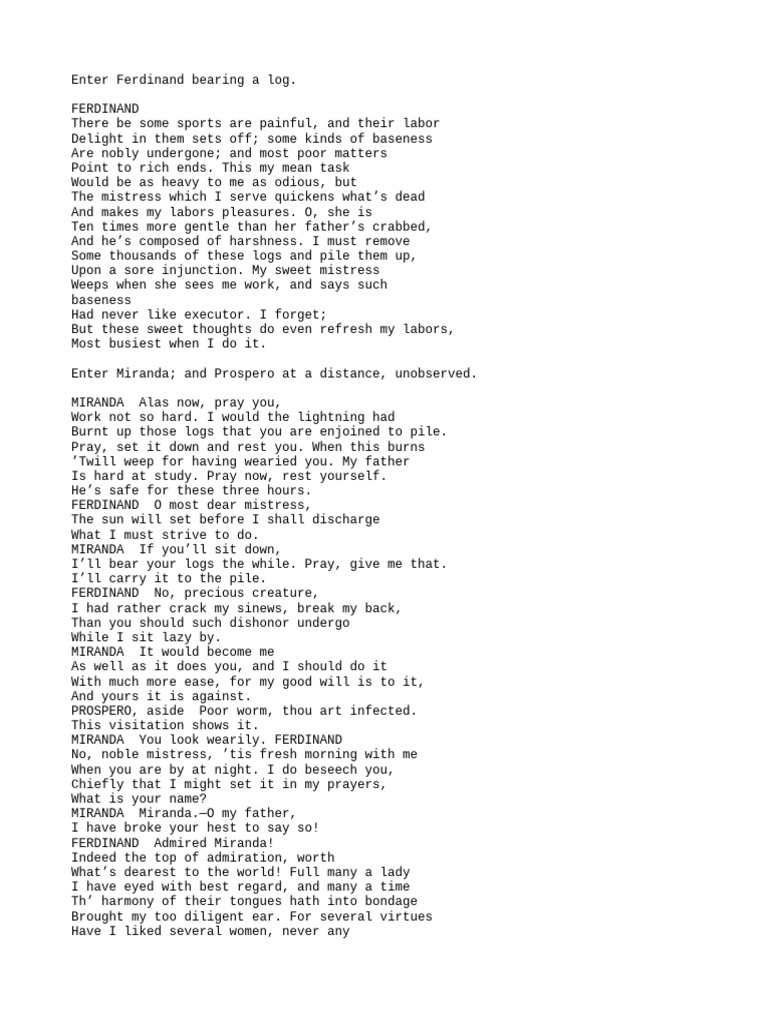 Tempest Act 3 Scene 1 | PDF