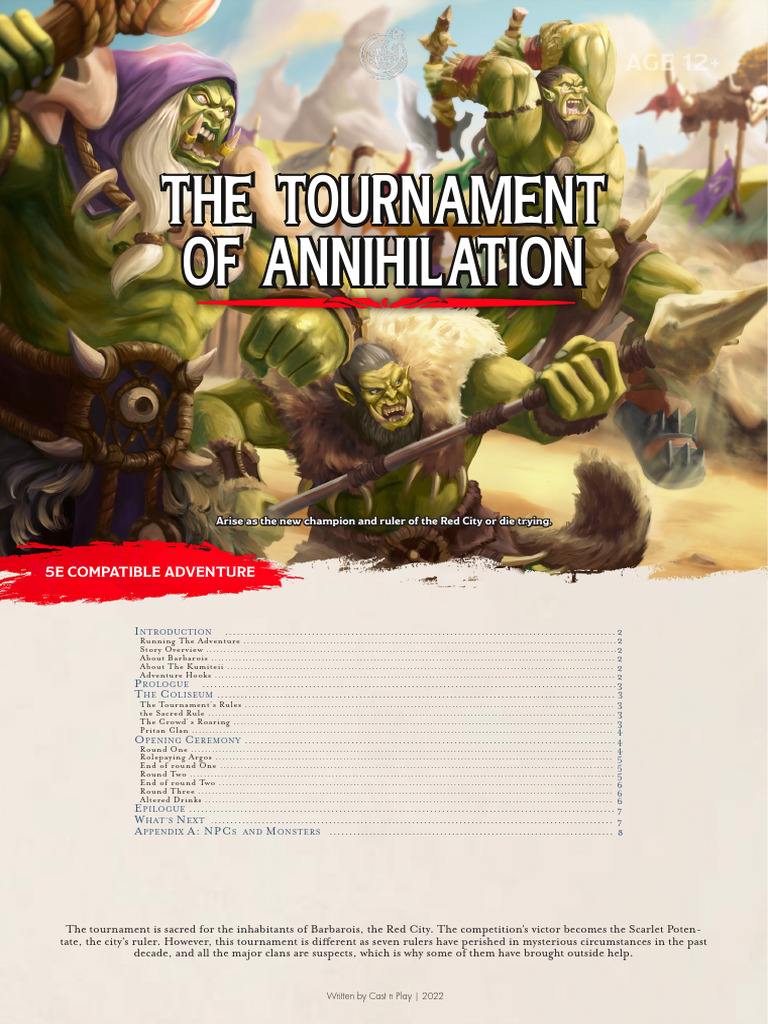 The Tournament of Annihilation D&D Compatible | PDF | D20 System