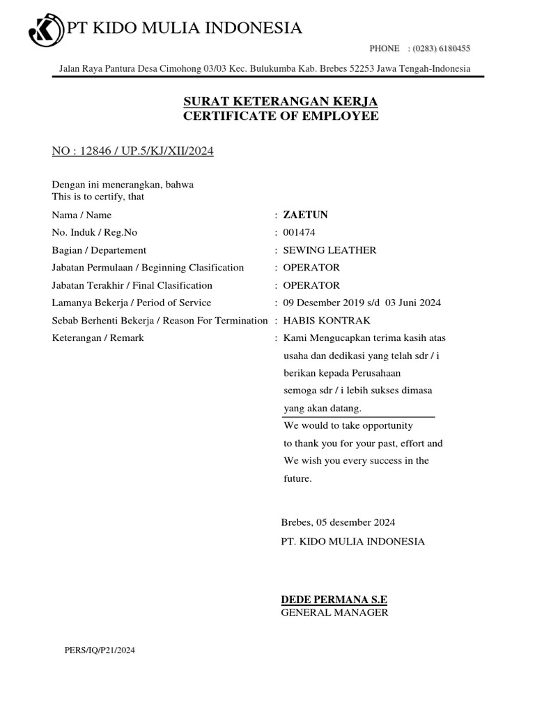 PT Kido Mulia Indonesia | PDF