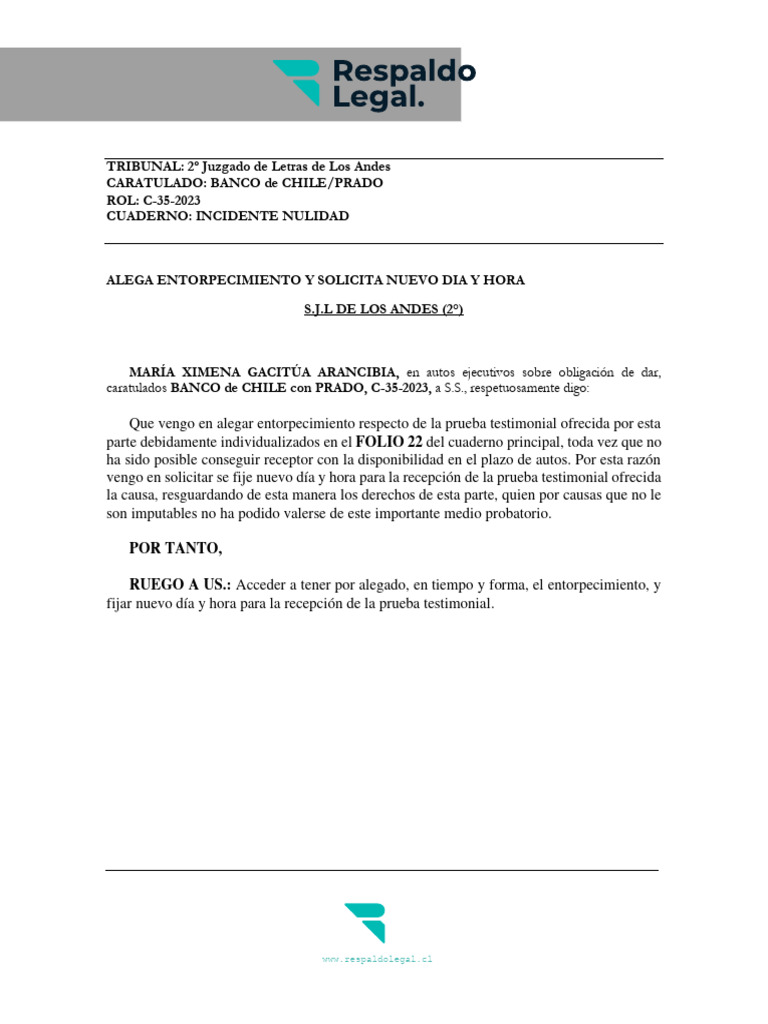 Alega Entorpecimiento 1 | PDF | Derecho