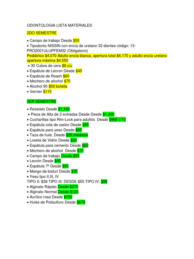 Uabc Lista 2023 | PDF | Materiales