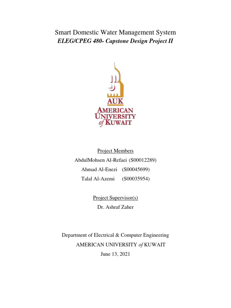 Smart Domestic Water Management System | PDF | Internet Of Things | Water