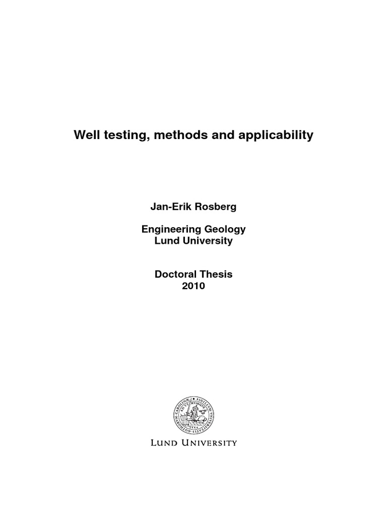 Thesis Well Testing, Methods and Applicability | PDF | Pressure ...