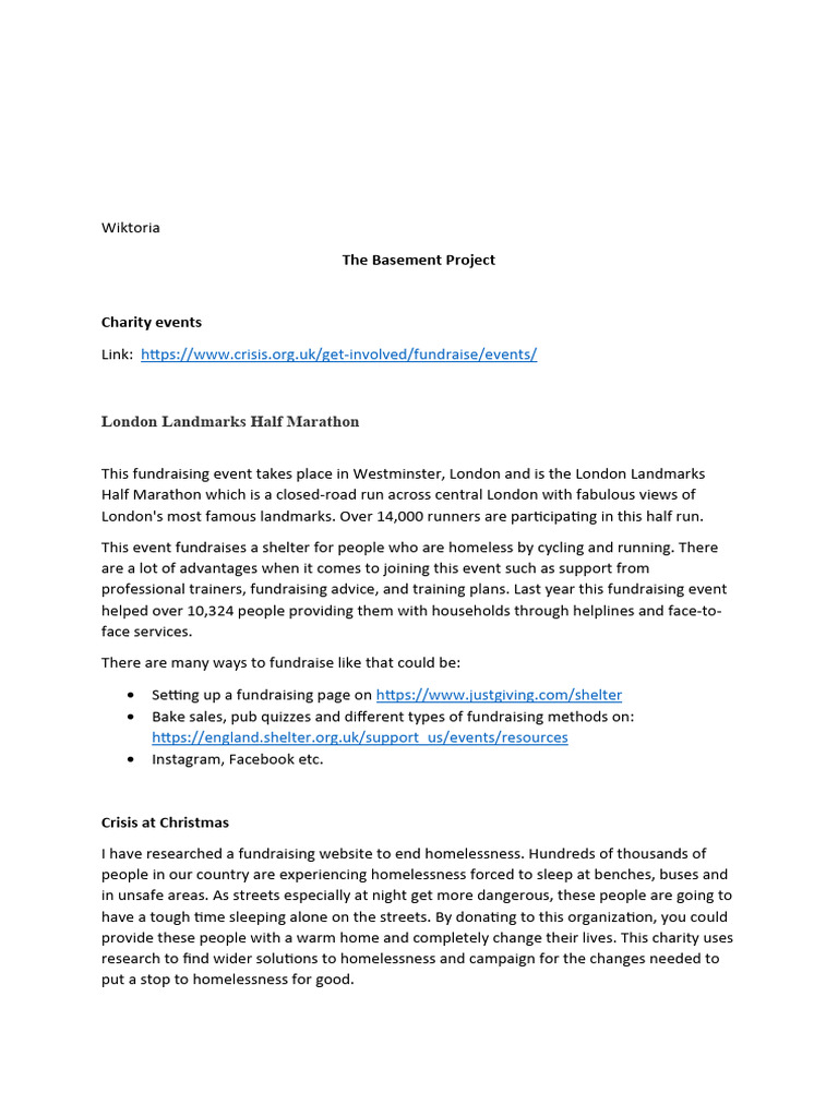 My Basement Project | PDF | Homelessness | Fundraising