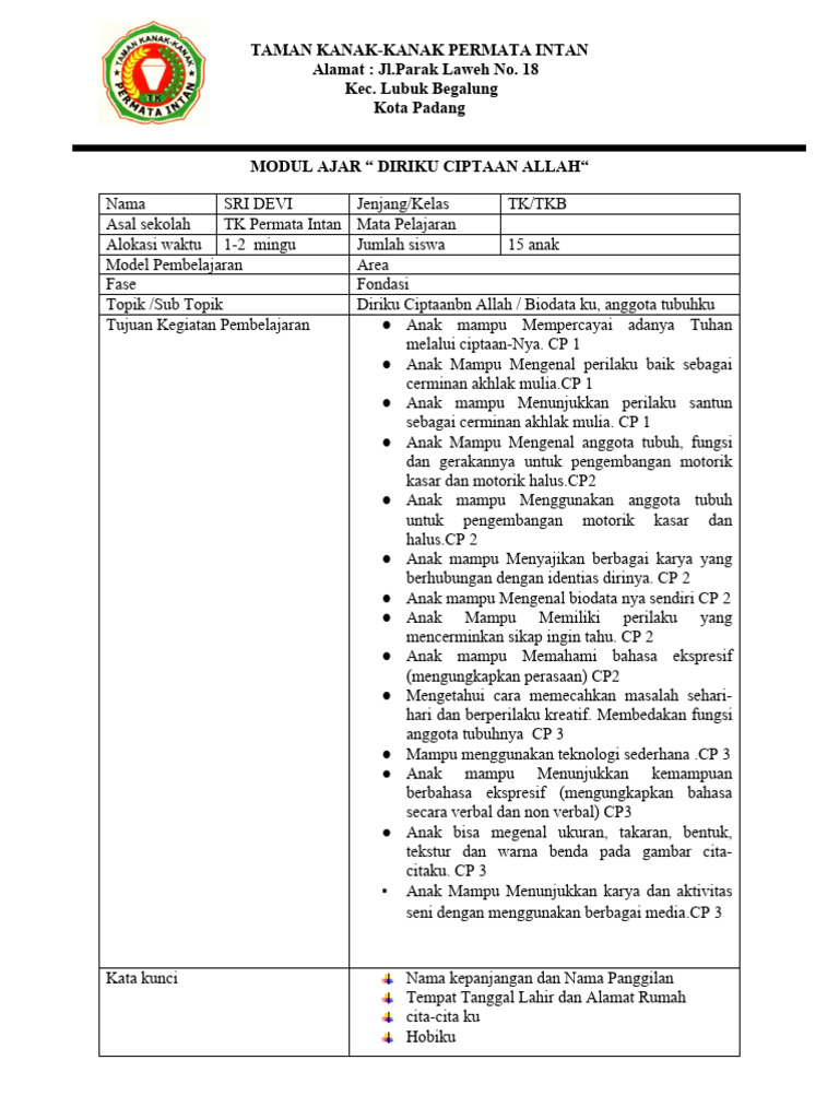 Topik Diriku Ciptaan Allah | PDF