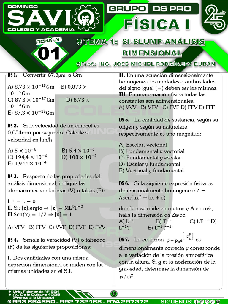 Tema N. 1. Si-slump-Ana. Dimensional | PDF | Sistema Internacional de ...