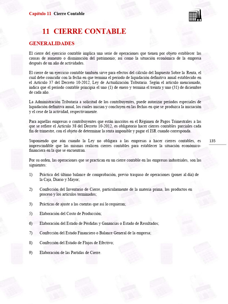 Capítulo 11 Cierre Contable | PDF | Contabilidad | Estado financiero