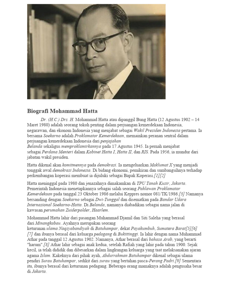 Biografi Mohammad Hatta | PDF | Politik | Sejarah