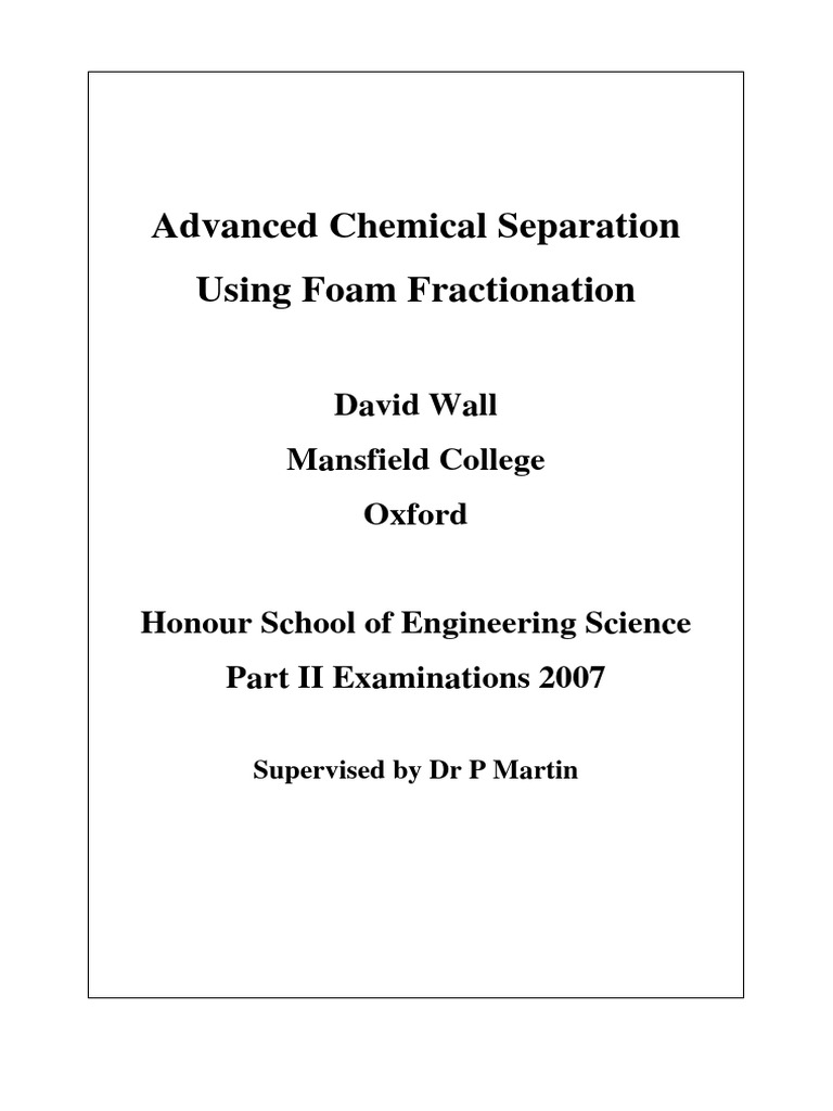 Advanced Chemical Separation Using Foam Fractionation | PDF | Foam ...