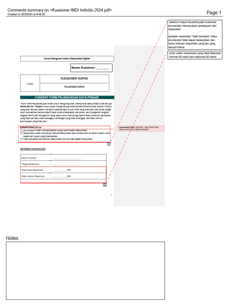 Kuesioner IMDI - Individu 2024 Dengan Comment | PDF