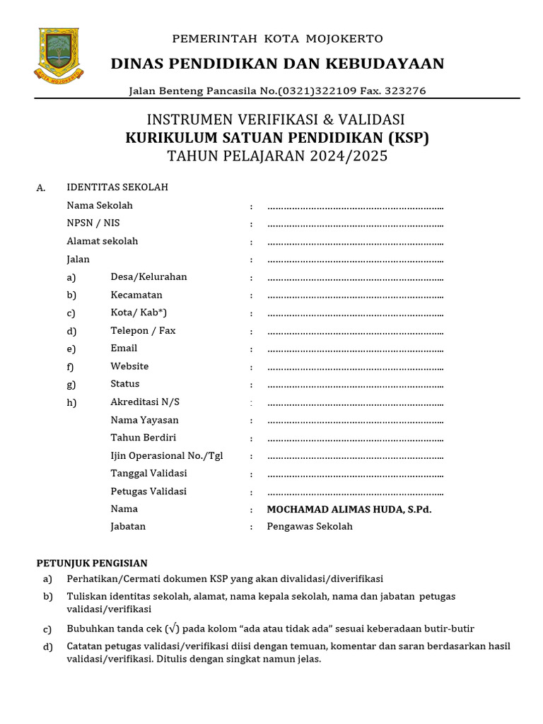 Validasi KSP 2024 2025 Word | PDF