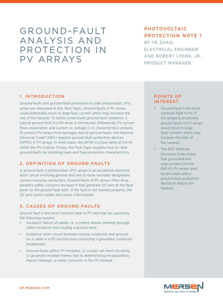 TT PVPN1 Ground Fault Analysis and Protection in PV Arrays Tech Topic | PDF | Fuse (Electrical ...