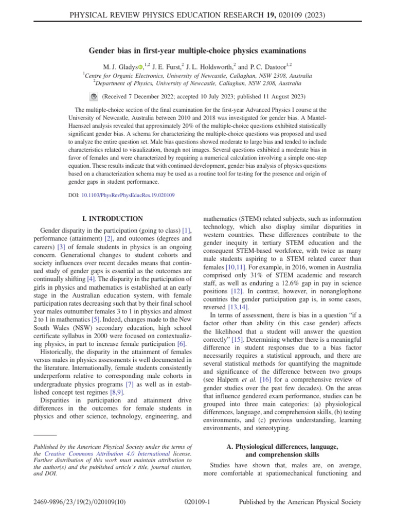 PhysRevPhysEducRes 19 020109 | PDF | Statistical Significance | Multiple Choice