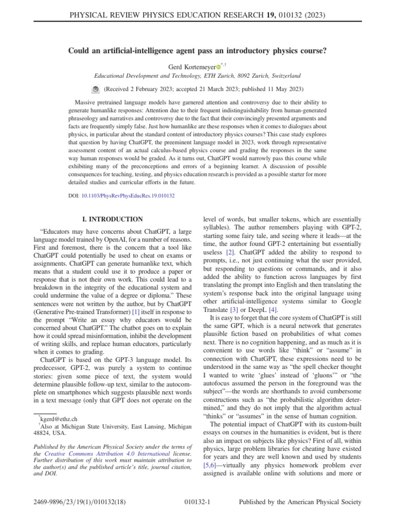 PhysRevPhysEducRes 19 010132 | PDF | Artificial Intelligence | Intelligence (AI) & Semantics