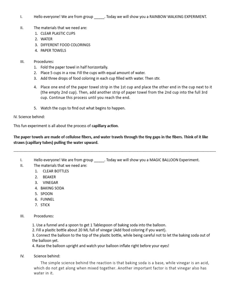 SCIENCE SHOW SCRIPTS | PDF | Carbonated Water | Balloon