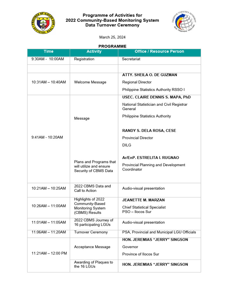 Programme Data Turnover Ceremony | PDF | Governance | Government ...