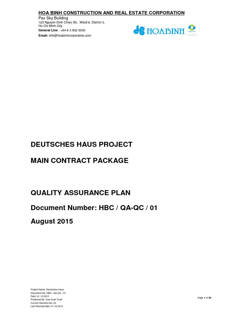 2015.08 - DH - 02.0. Quality Assurance Plan | PDF | Quality Assurance ...