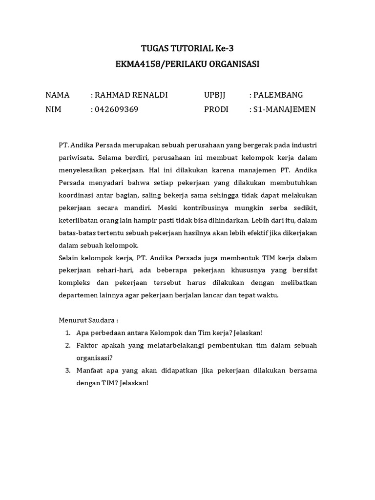 EKMA4158 Tugas 3 Rahmad Renaldi | PDF | Pengembangan Diri