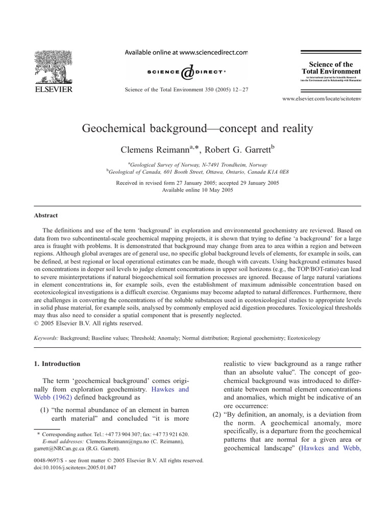 Geochemical Background-Concept and Reality | PDF | Soil | Geochemistry