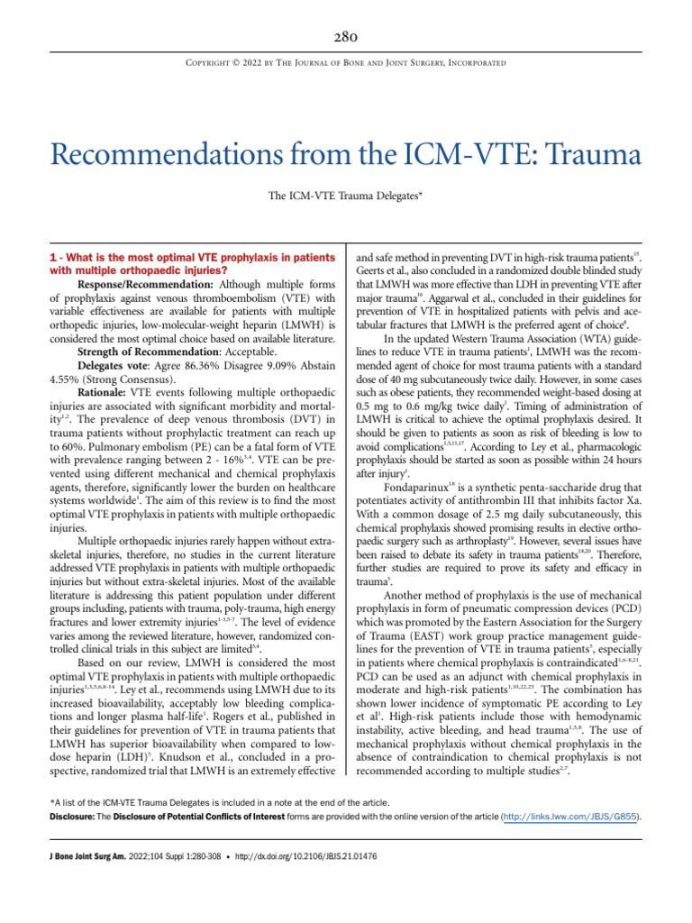 ICM VTE Trauma | PDF | Traumatic Brain Injury | Clinical Medicine