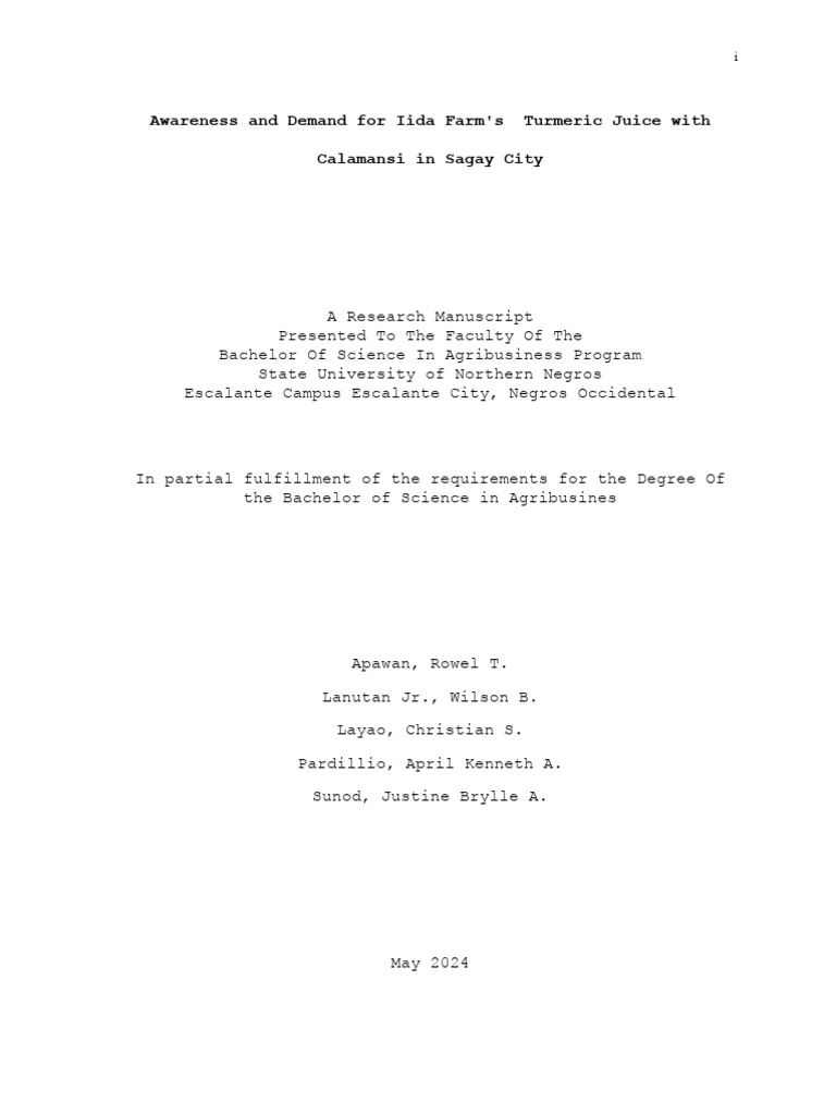 Revision Iida Farm Market Study May | PDF | Consumer Behaviour | Behavior