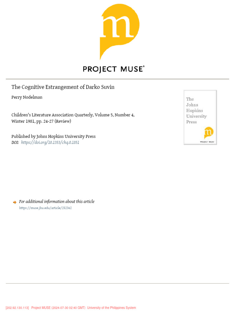 Project Muse 252362 | PDF | Science | Science Fiction