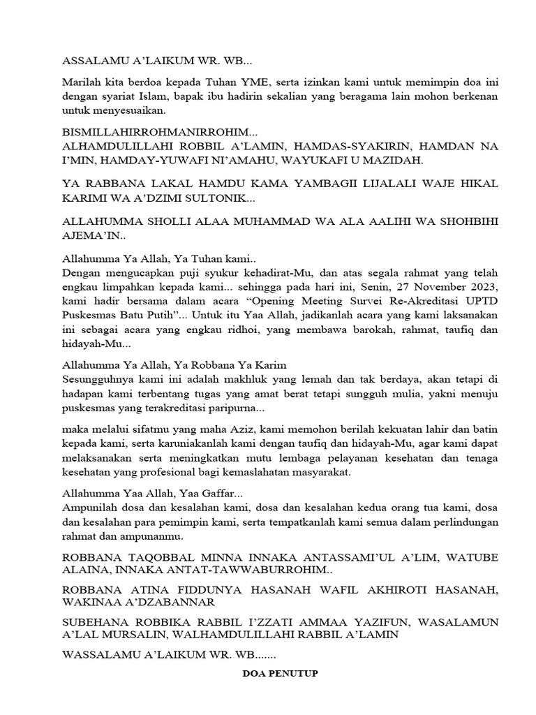 Doa Pembuka Dan Penutup | PDF
