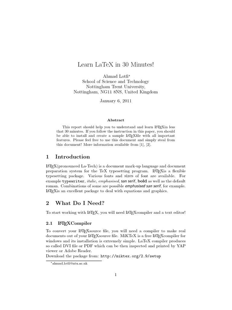 Quick Guide to Learning LaTeX | PDF | Text | Typography