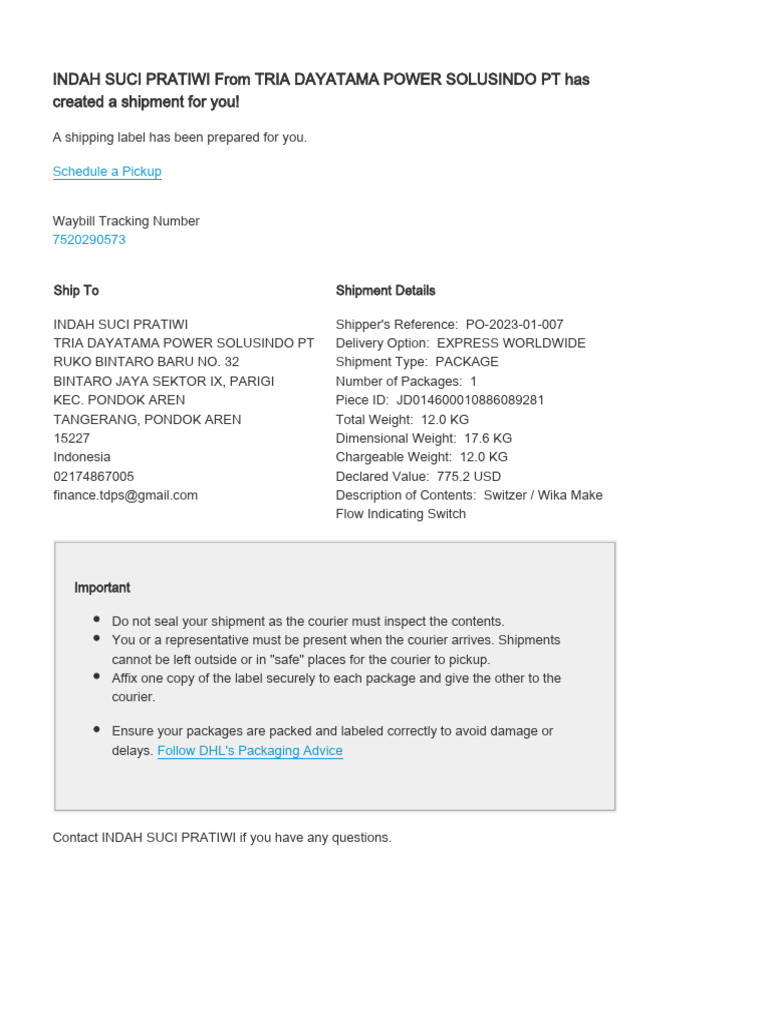 Pickup Instructions | PDF