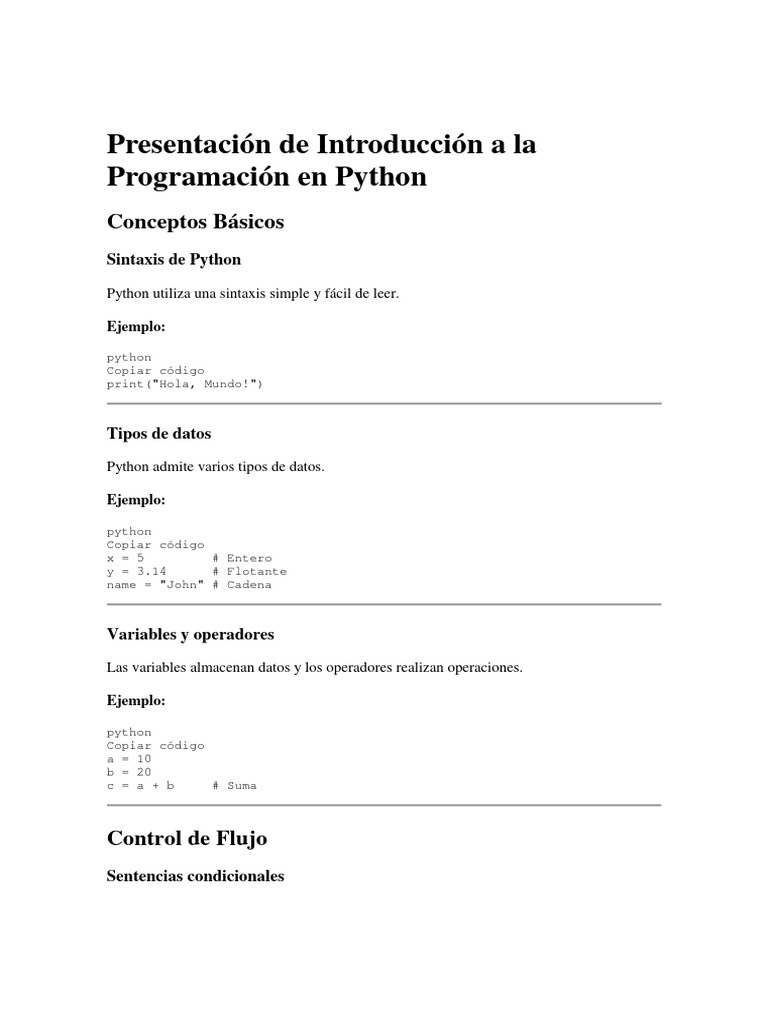 Presentación de Introducción A La Programación en Python | PDF | Informática