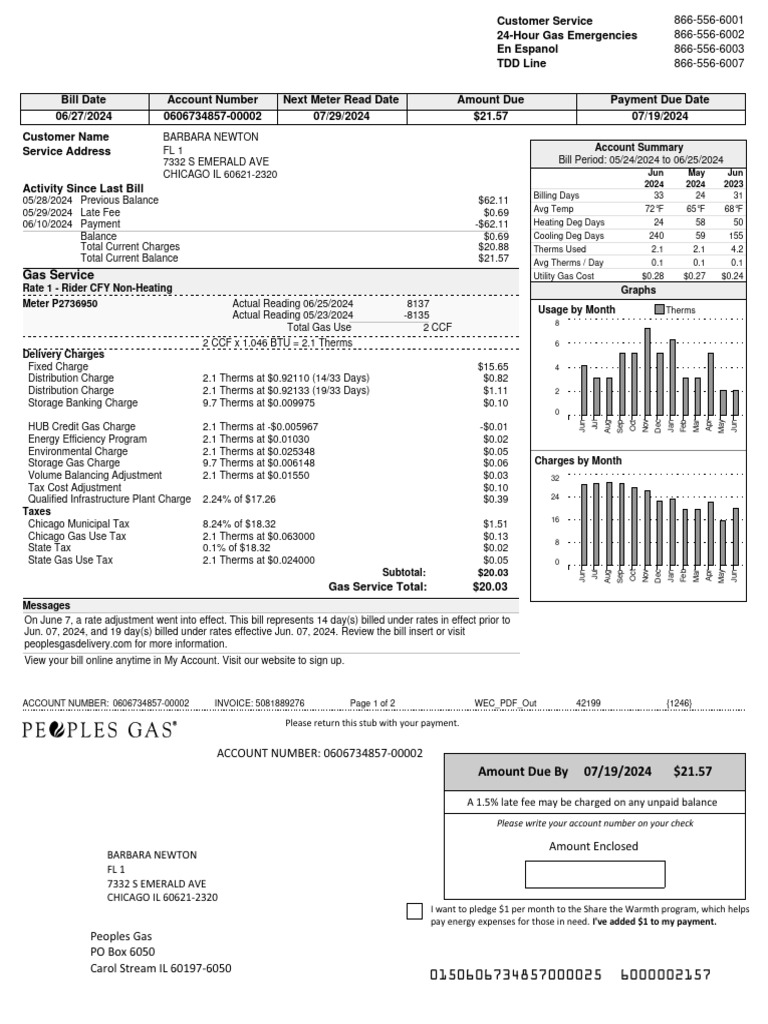 Peoples Gas Bill 2024 06 26 4857-2 | PDF | Nature