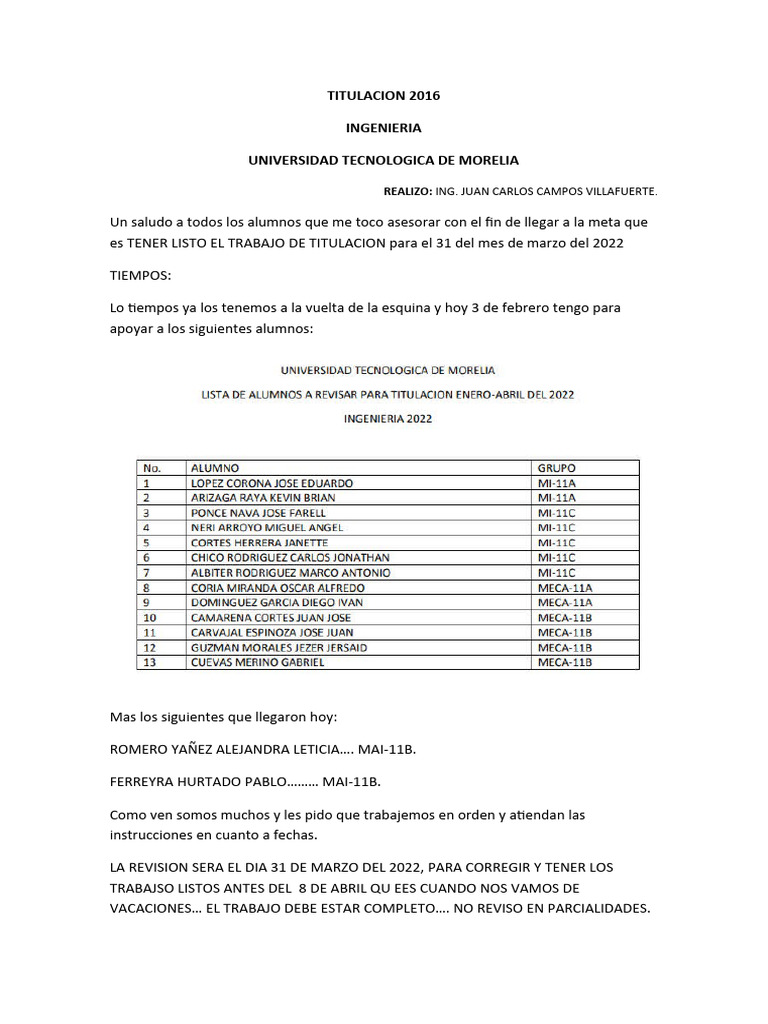 Partes Del Reporte para Titulacion | PDF