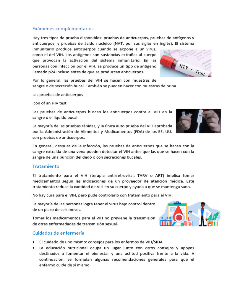 Exámenes Complementarios: Tratamiento | PDF | VIH | VIH / SIDA