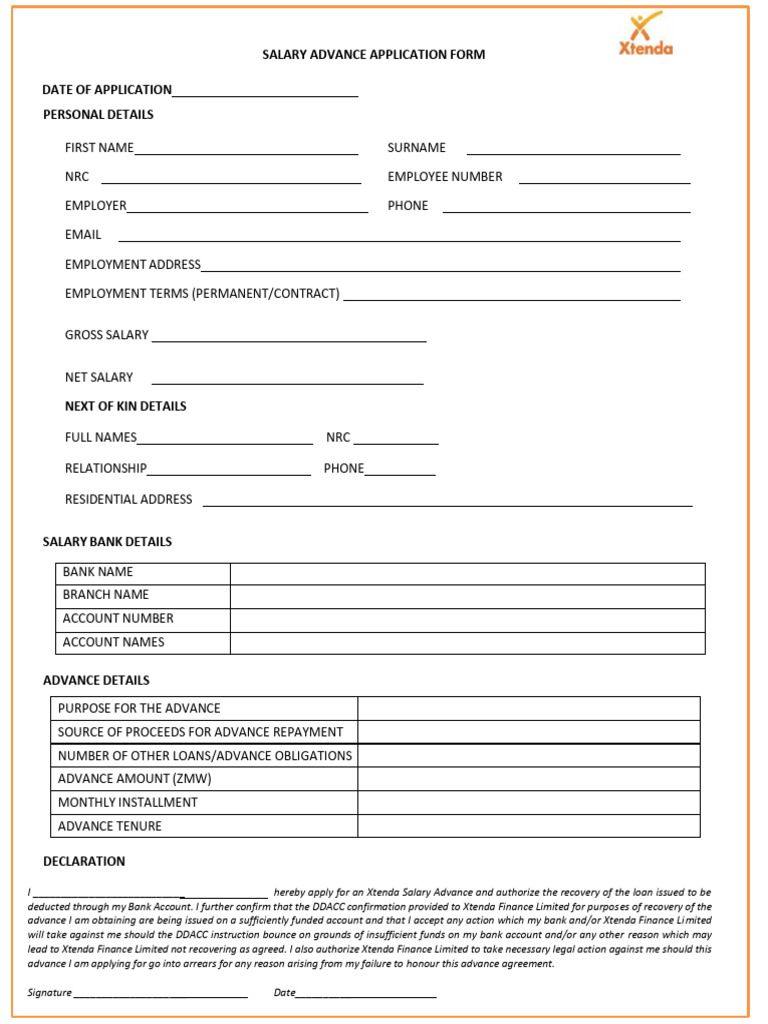 Xtenda Salary Advance Form-Final | PDF