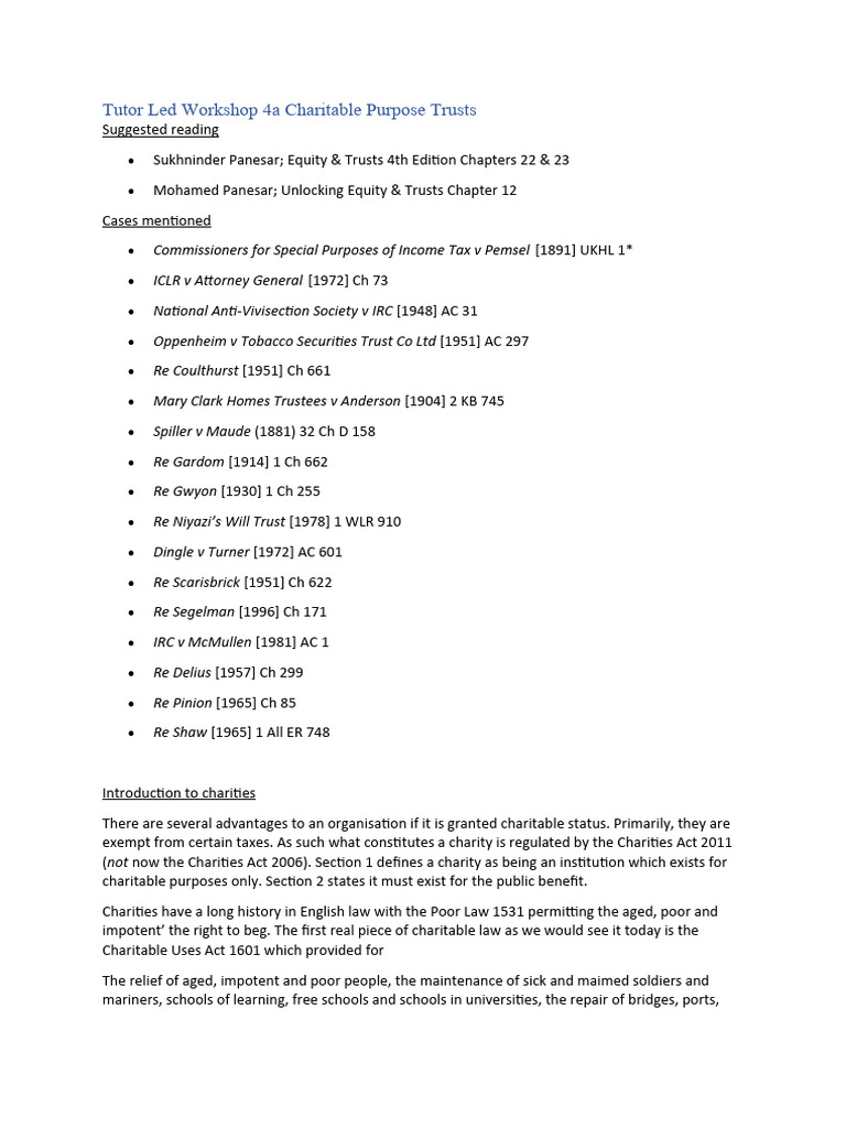 Tutor Led Workshop 4 (A) (B) | PDF | Charitable Organization | Inheritance