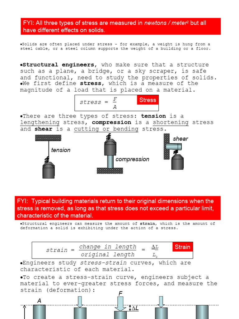 Topic 2 2 Ext I Statics Solids and Elastic Moduli | PDF | Young's ...