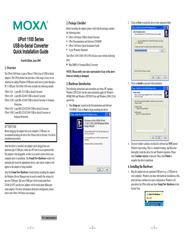 Uport_1100_QIG_v4 | PDF | Device Driver | Usb