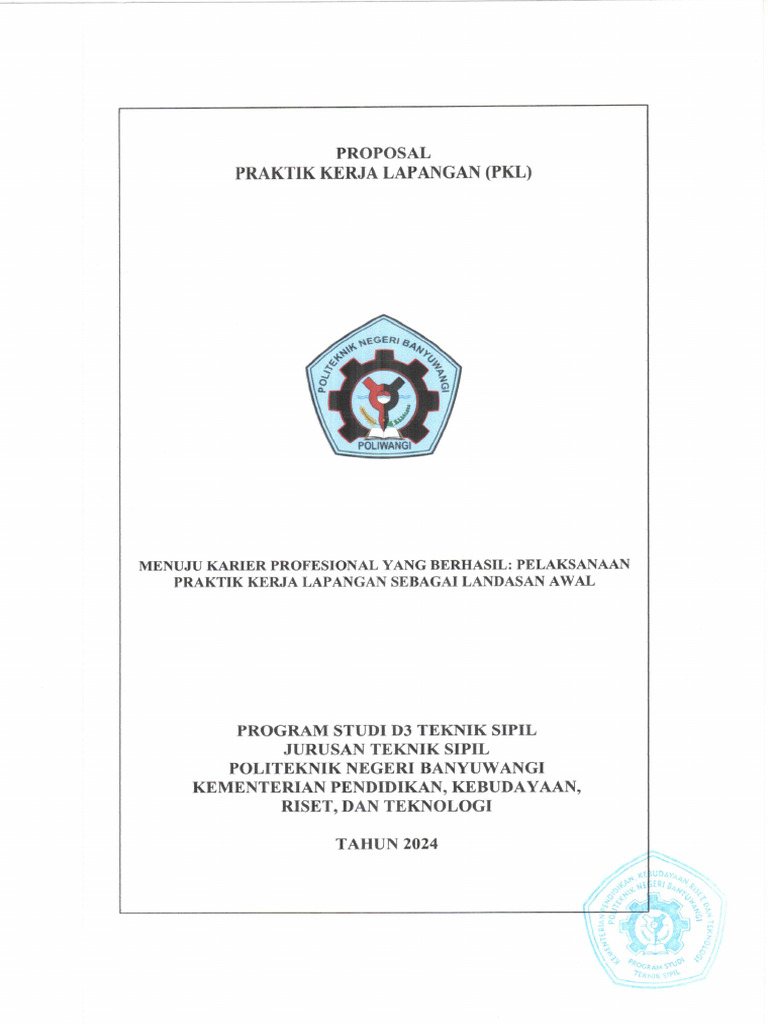 Proposal Praktik Kerja Lapangan (PKL) Program Studi D3 Teknik Sipil | PDF