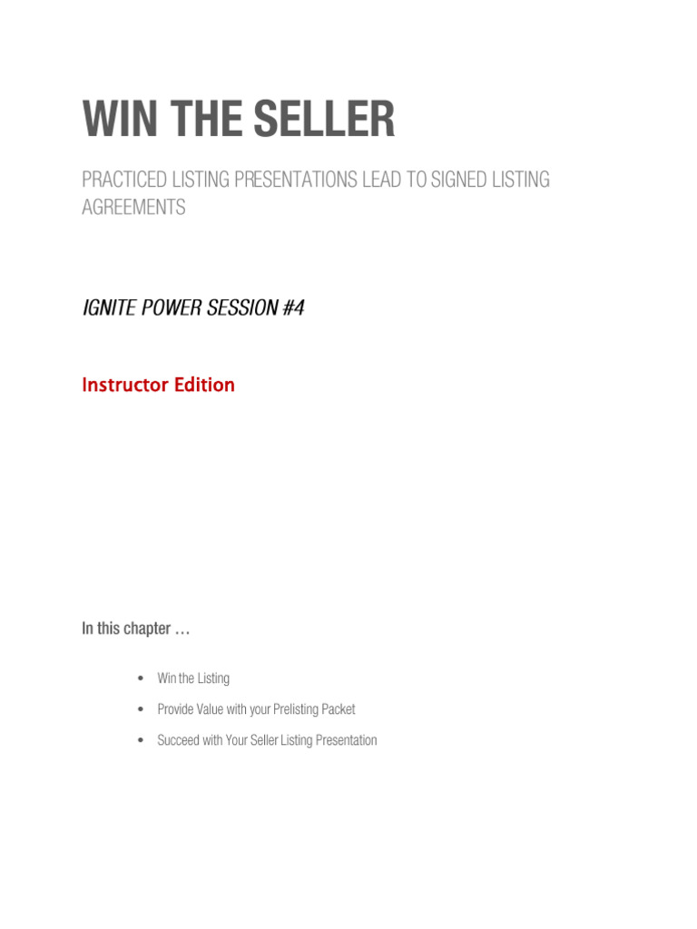 Real Estate Training for Instructors | PDF | Sales | Prices