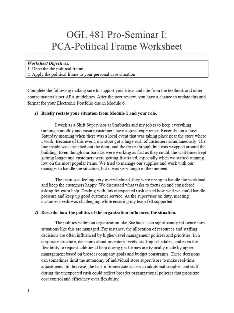 Political Frame Analysis for Shift Supervisors | PDF | Motivation ...