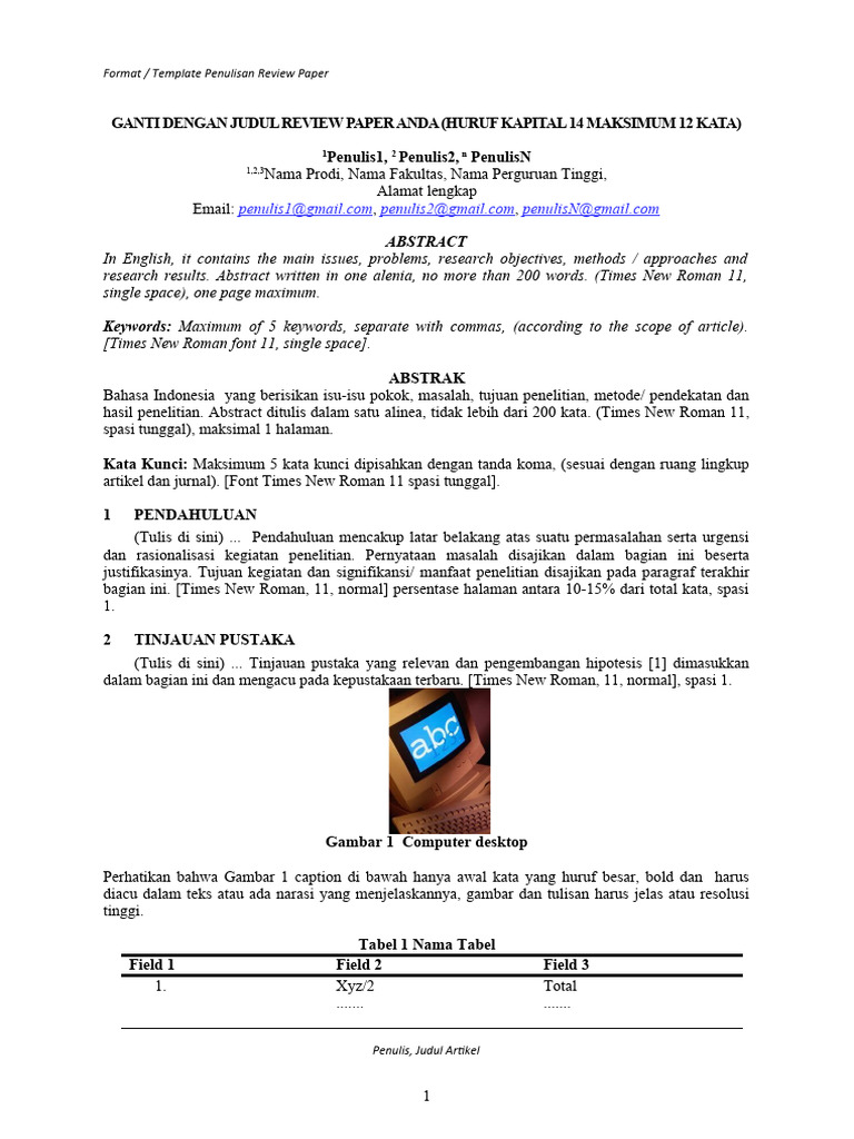 Template - Penulisan - Review Paper - MK Jaringan Komputer 3 | PDF