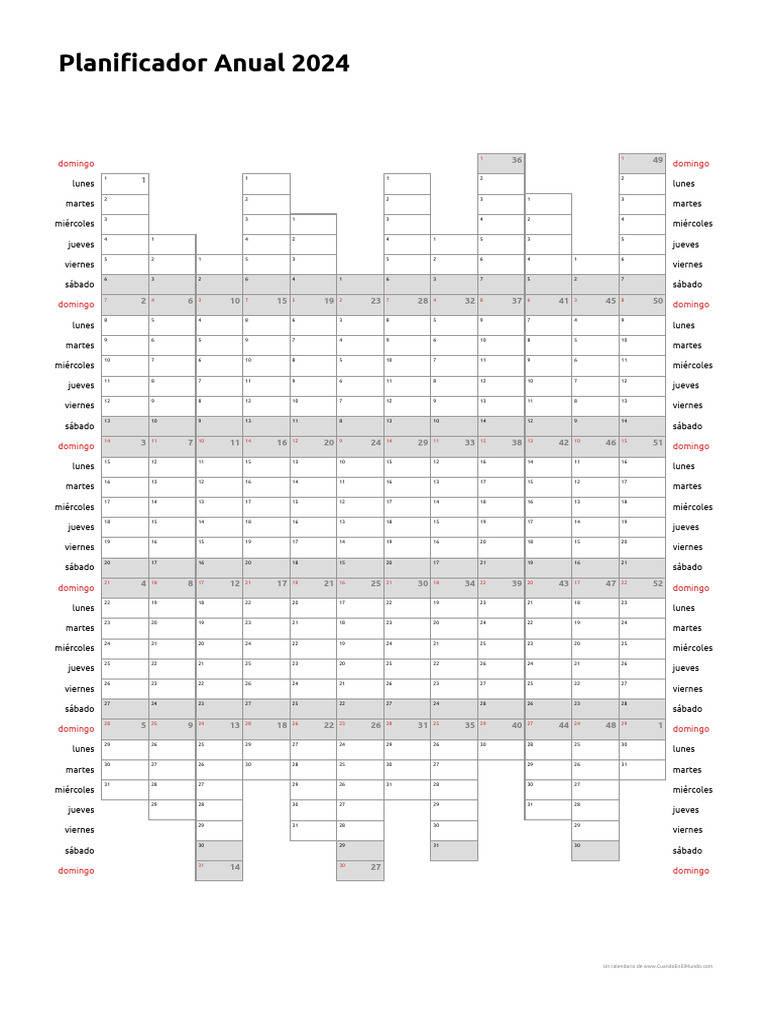 Calendario 2024 Anual Planif Vertical | PDF