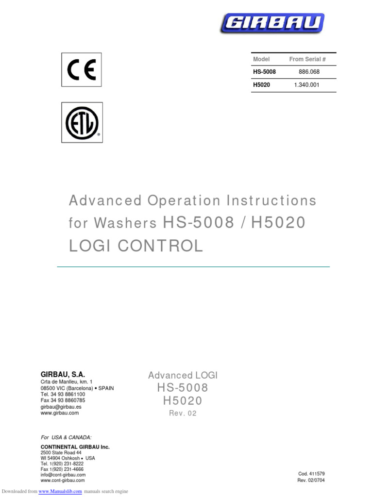hs5008 Logic Control Advanced Modifications | PDF | Menu (Computing) | Washing Machine